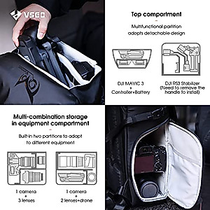 VSGO Black Snipe Camera Backpack 16L Professional DSLR/SLR Photo Bag Compatible For Sony Canon Nikon Camera, DJI Stabilizers Light Weight Only 1.1kg