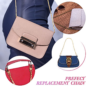 Junkin Replacement Purse Chain Strap Flat Chains Shoulder Straps Purse Link Chains Gold, Classic Style Mini Metal with Metal Slide Hook Buckles for DIY Handbags Crafts 47 Inch 31 Inch 15 Inch