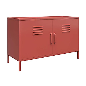 REALROOMS Shadwick 2 Door Wide Metal Locker Accent Storage Cabinet, Terracotta