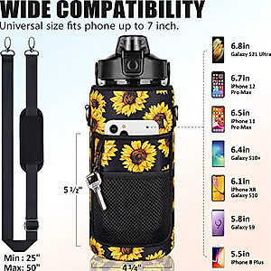 Half Gallon Water Bottle with Storage Sleeve BPA Free 64 OZ Water Bottle with Removable Straw & Time Marker to Drink Leakproof Reusable Gym Sport Water Jug Motivational Workout Water Bottle Women Men