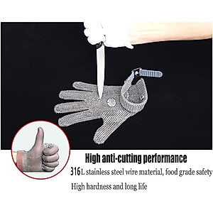 UANGLI Anti-cut Gloves Cut-resistant Stainless Steel Gloves, Food Grade Safety Metal Hinge Gloves, Common For Both Left And Right Hands (Size : XS)