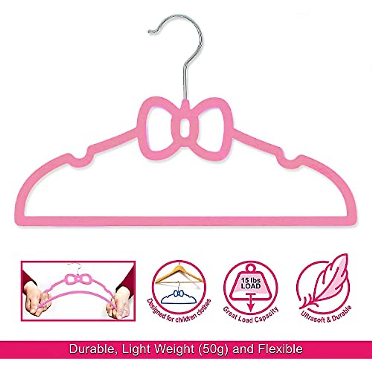 Velvet Hangers 20 Pack, 16" Non Slip Adult Hangers, 360 Degree Swivel-Hook, Ultra Slim Clothes Felt Hanger Space Saving, Durable & Cute for Coats, Jacket, Shirts, Dress (Velvet, Bow)