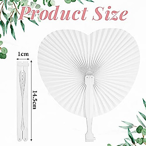 Gerrii 50 Pcs Folding Handheld Fans Paper White Wedding Fans Heart Shaped Folding Fans with Labels and Gift Bags for Wedding Celebration Birthday Party Bridal Shower Favors Kids Supplies