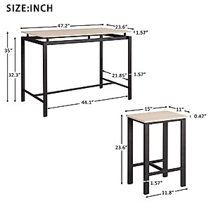 OTRIEK Dining Table Set for 4, 5 Pieces Kitchen Table and Chairs for Small Spaces, Bar Table and Chairs Set, Person Counter Height Table Set with 4 Chairs for Pub Dinner Breakfast (Beige)