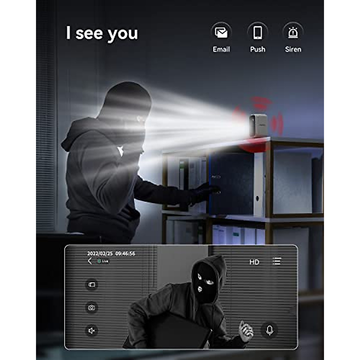 LongPlus Wireless Outdoor Security Camera, Battery Powered Cameras for Home Security Wireless WiFi with Night Vision, Motion Detection,Siren Alarm,Spotlight,2Way Audio (White)