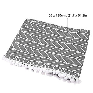 Fridge Dust Cover Multi-Purpose Washing Machine Cotton Linen Top Cover with Side Storage Pockets-Grey White Stripes(51x21inch)