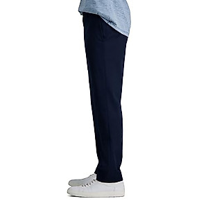 Haggar Men's Premium No Iron Khaki Straight Fit & Slim Fit Flat Front Casual Pant, Dark Navy Blue, 32W x 30L