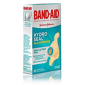 Band-Aid Brand Hydro Seal Adhesive Bandages for Wound Care and Blisters, All Purpose Waterproof Bandages for Cuts and Scrapes, 10 Count