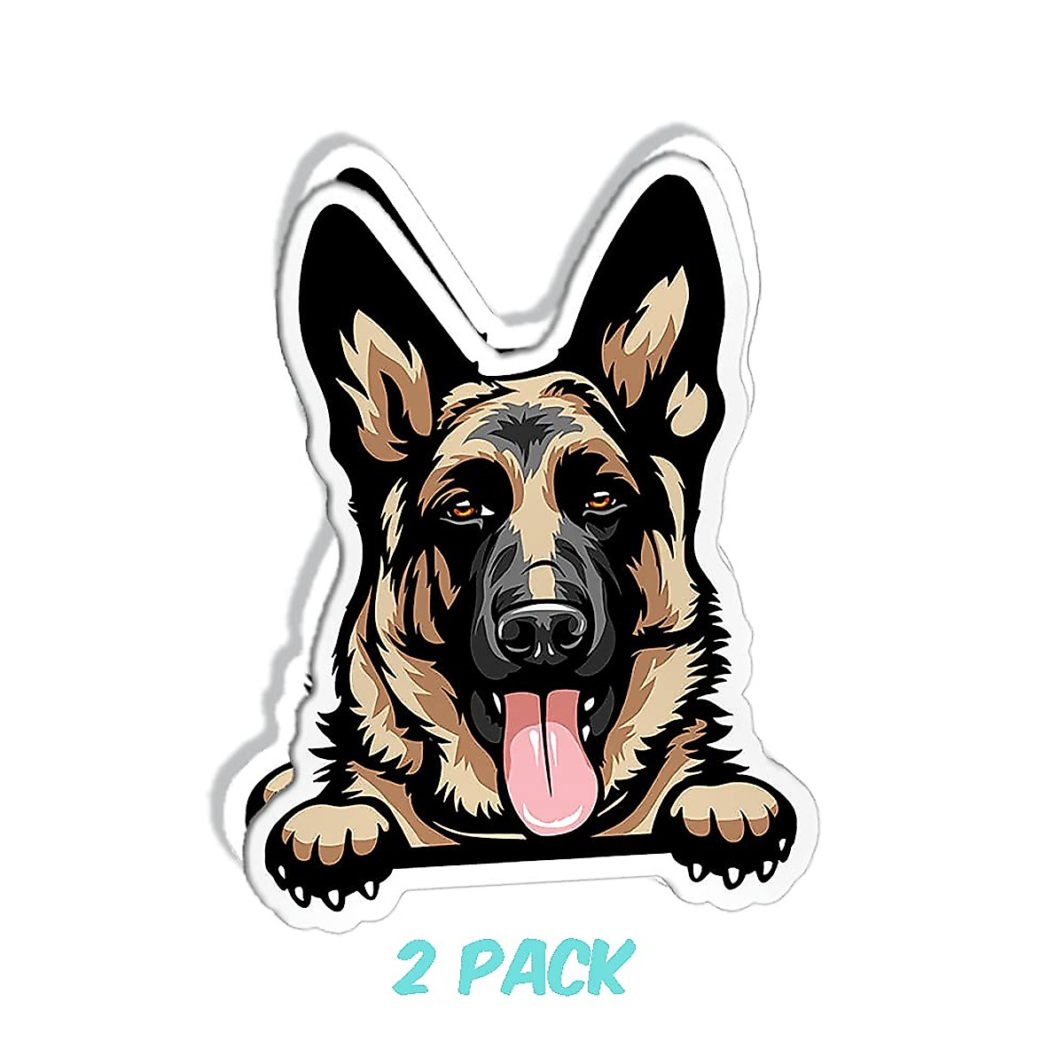 German Shepherd Peeking Paws Sticker (2 Pack) 4” x 3” German Shepherd Vinyl Decals for Cars, Car Windows, Water Bottles, Phones. Gift for German Shepherd Owner, K9