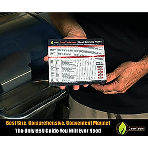 Cave Tools Meat Smoking Food Magnet Sheet with Wood Temperature Chart and Flavor Profile - Pitmaster BBQ Accessories for Smokers, Refrigerators and Metal Grills (Small)