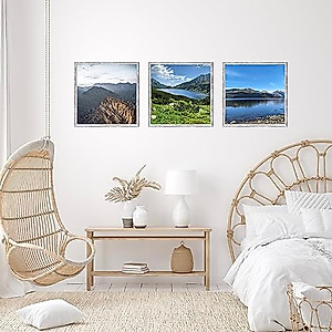 JCJMY 12x12 inch Picture Frame, Horizontal and Vertical Formats for Wall Hanging, 12 x 12 Wall Gallery Poster Photo Frame with Durable Shatter Resistant Plexiglass, Rustic White