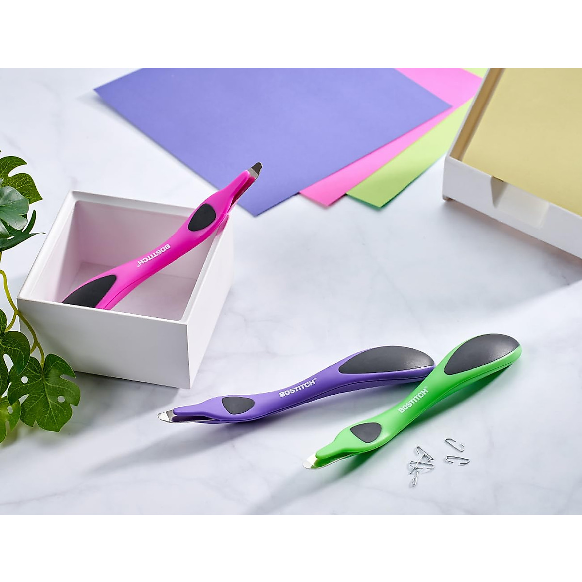 Bostitch Office Professional Magnetic Easy Staple Remover Tool - 3 Pack Neon Colored Staple Puller Stick for Office Home & School.