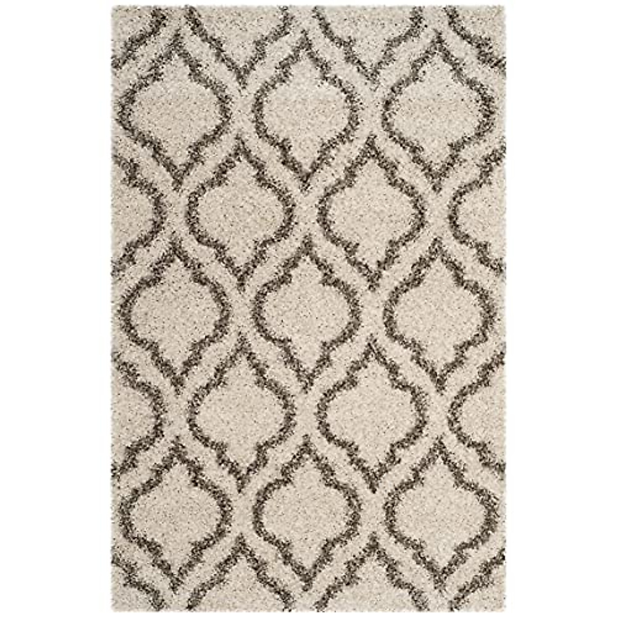 SAFAVIEH Hudson Shag Collection 2' x 3' Ivory/Grey SGH284A Moroccan Non-Shedding Living Room Bedroom Dining Room Entryway Plush 2-inch Thick Accent Rug