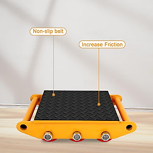 FAHKNS Machine Skates 33000 LBS, Non Slip Disc Machinery Moving Skate with 9 PU Rollers, Heavy Duty Industrial Machinery Mover Skate for Warehouse, Workshop Moving Equipment, Yellow