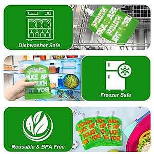 XANGNIER 8 Pack Reusable Food Pouches for Bento Box Accessories,Refillable for Applesauce Yogurt Smoothie & Puree Squeeze Pouch,Fun Lunch Food Storage Containers