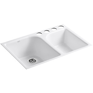 Kohler K-5931-4U-0 Executive Chef Undercounter Kitchen Sink, White