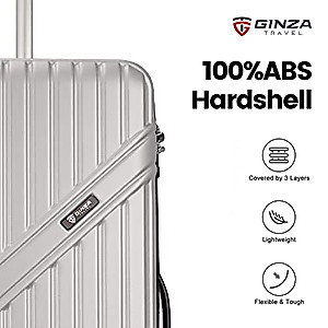 PRIMICIA GinzaTravel Luggage Sets 2 Piece Expandable Suitcases with Wheels PC+ABS Durable Hardside Luggage sets TSA lock (Silver, 2-Piece Set(20"/29"))
