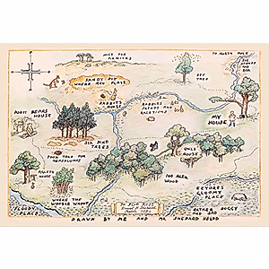 7x5ft Fabric Happy Birthday Bear Home Map Photography Backdrops for Kids 1st Birthday Background 100 Acre Woods Bear Backdrop