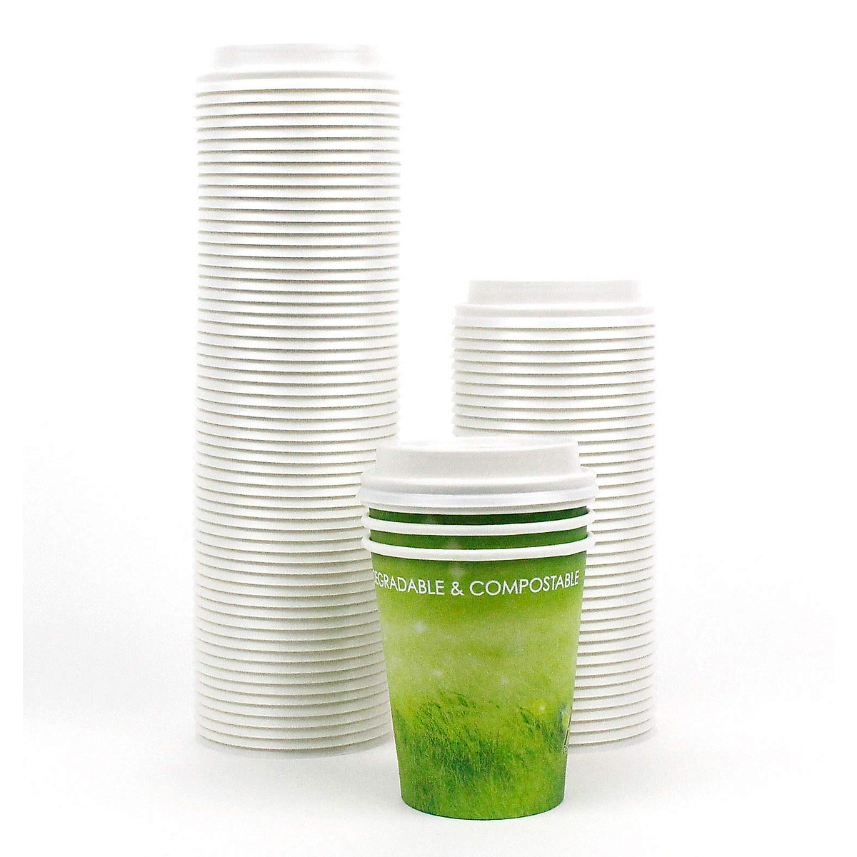 Yes!Fresh PS Polystyrene Flat Lid for 8 oz Paper Hot Cup, Diameter 80mm. (100 Count,White Lid)