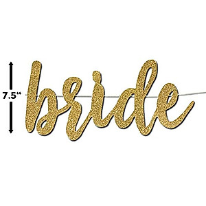 Bride to Be Banner - Premium Gold Glitter Cardstock Paper - Larger Text for Better Visibility - Perfect Decoration for Bridal Shower, Engagement, Bachelorette, Lingerie Party