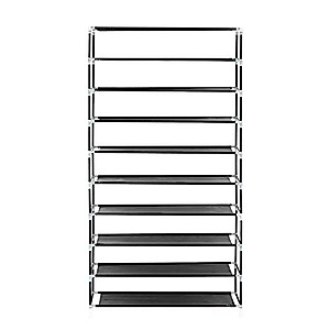 Sawandoo 10 Tiers Shoe Rack with Dustproof Cover Closet Shoe Storage Cabinet Organizer Black