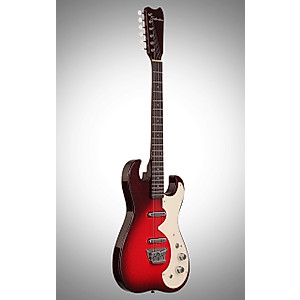 Silvertone Classic 1449-RSFB Solid-Body Electric Guitar, Red/Silver Flake Burst