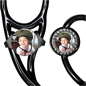 Custom Photo Stethoscope Name Tag - Your Favorite Pet, Person, Funnt Meme, Place or Business Logo ID - You Choose Design Size and Decorative Frame