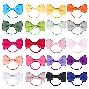 Baby Hair Ties with Bows for Toddler - 2 Inch Elastic Ponytail Holders Small Hair Ties For Baby Girls Infants Hair Accessories 40 Pieces