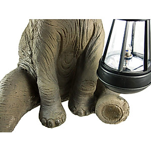 Things2Die4 Enchanting African Elephant Statue with Lantern- Adorable Porch and Garden Decor - 13.5 Inches High - Hand-Painted Outdoor Sculpture for Nature Lovers