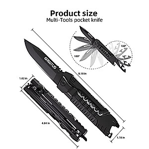 Multitool Knife 17 in 1Fire Starting Sticks, Bottle Opener, Saw Screwdrivers Bottle Opener, Whistle, Window Breaker and More -Perfect for Camping, Outdoorl, Survival and Everyday Use,Gifts for Men Dad
