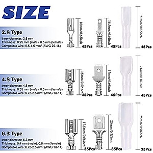 Tnisesm 640Pcs 2.8/4.8/6.3mm Male and Female Spade Connector & Bullet Connectors Terminals Wire Crimp Terminal with Insulating Sleeve Assortment Kit for Car Audio Speaker Electrical Wiring TN-02-2