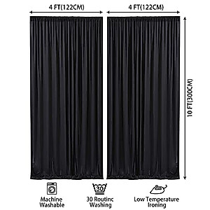 Black Backdrop Curtains for Parties, 8ft x 10ft Polyester Photography Backdrop Drapes for Birthday Baby Shower Wedding Decorations