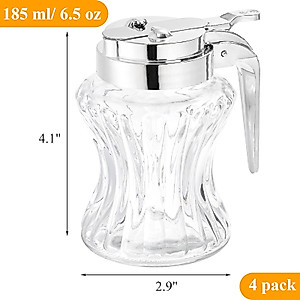Mezchi 4 Pack Glass Syrup Dispenser, 6.5oz Maple Syrup Dispenser, No Drip Honey Dispenser, Syrup Pour Jar Pour Bottle for Pancake
