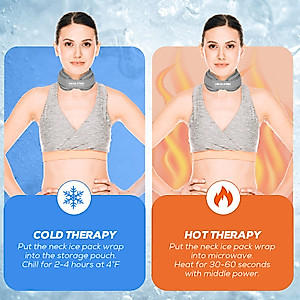 Neck Ice Pack Wrap,Cervical Ice Pack,Cold Compress Ice Packs for Neck Injuries Reusable Cold & Hot Therapy Adjustable Flexible Gel Migraine Ice Head Wrap for Neck Pressure (Grey)