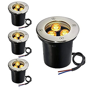 LED Buried Light 3W Warm White IP65 Outdoor LED Recessed 12V Garden Landscape Lighting (4 Packs)