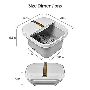 Beinilai Foot Spa, Collapsible Foot Bath Spa with Heat and Bubble Massage,Feet Soaking Tub with Vibration,2 Massage Rollers, Raised Nodes & Red Light,Pedicure Foot Spa Soak with Foot File (White)