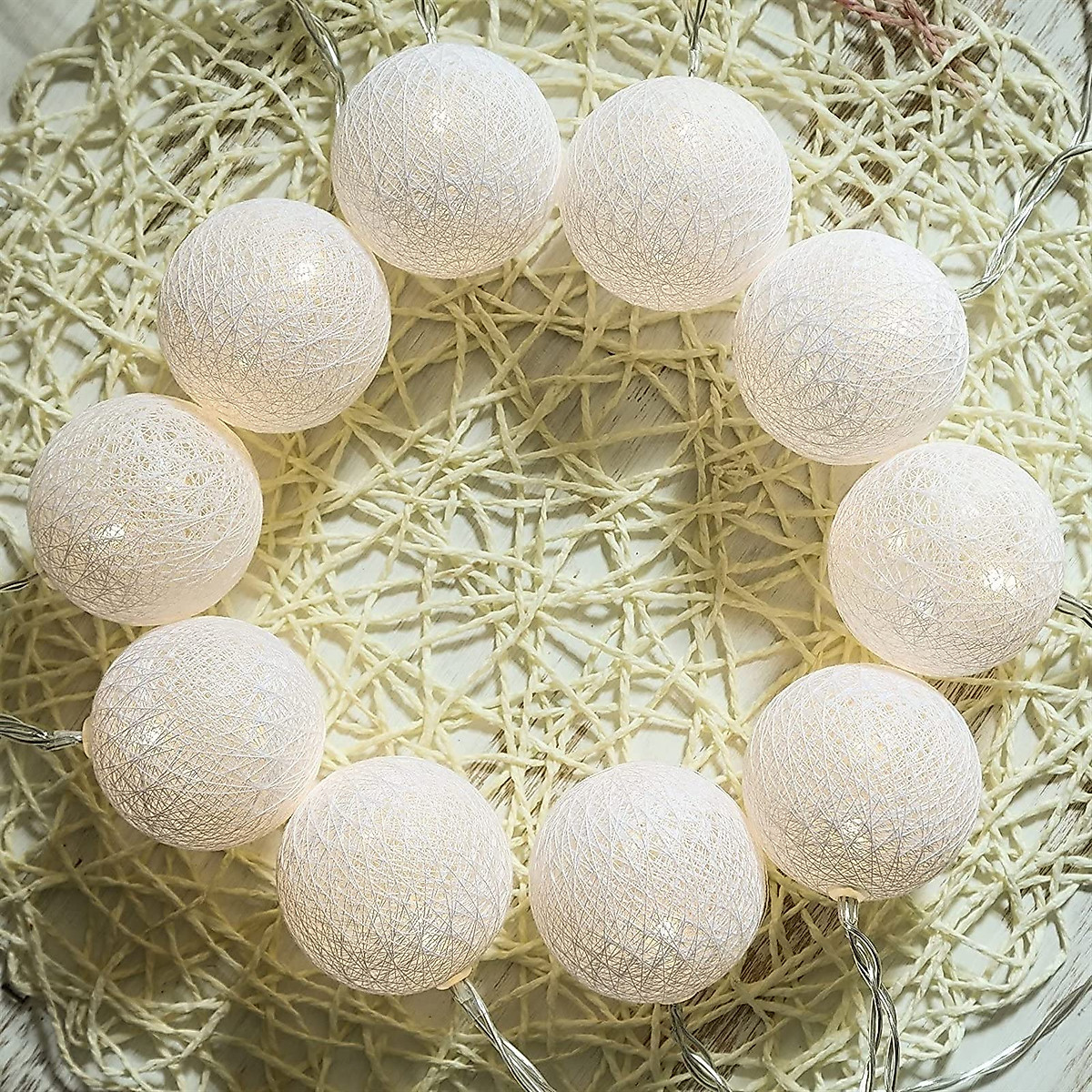 Indoor LED Fairy Lights, Battery Powered Warm White Decoration Cotton Ball Night light For Party Wedding Garden Home Patio Lawn Kids Bedroom Holiday Valentine's Day Decor Garden School kindergarten de