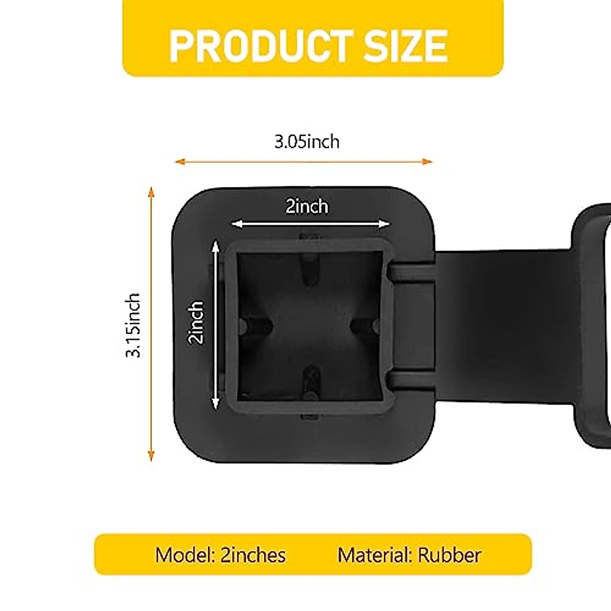 Sodcay 1 PC Car Trailer Cover, 2In Trailer Hitch Covers, Square Plug Protection Cap, Traction Cover, for Toyota Ford Jeep Chevrolet Nissan Dodge (Black)