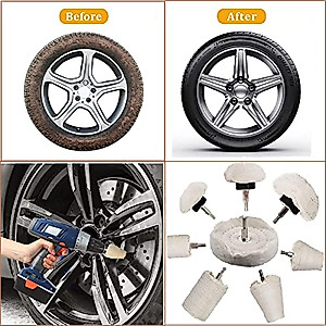 Buffing Polishing Wheel for Drill - 8Pcs Polishing Wheel Cone/Column/Mushroom/T-Shaped Wheel Grinding Head with 1/4 Handle for Manifold/Aluminum/Stainless Steel/Chrome etc.