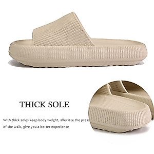 rosyclo Cloud Slippers for Women and Men Massage Thick Sole Non-Slip Shower Slippers Bathroom Super Soft Comfy House Cloud Slide Slippers for Indoor and Outdoor(Tan 38-39)