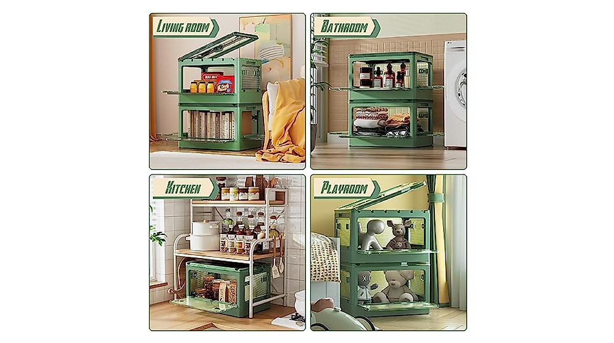 Stackable Storage Bins with Lids & Wheels – 7.2Gal Green