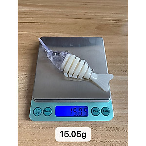 5PCS Whopper Popper Bass Lure 7 Multi Jointed Fishing Lure 15g 12cm with 6mm Free Eye Topwater Floating Rotating Tail Artificial Hard Bait 6mm