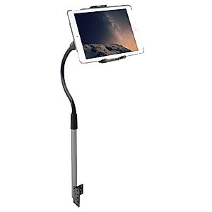 Macally Car Seat Rail Mount - Super Secure Tablet Mount for Car and Floor Mount Phone Holder - Adjustable Gooseneck iPad Mount for Truck and Any Vehicle - Works with All iPad, iPhone, Tablets