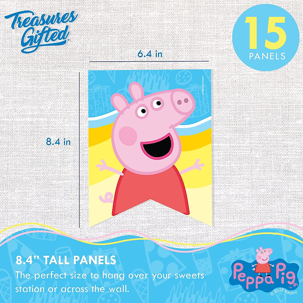 Treasures Gifted Officially Licensed Peppa Pig Birthday Banner - Peppa Pig Happy Birthday Banner - Peppa Pig Birthday Party Supplies - Peppa Pig Party Decorations - Peppa Pig Banner