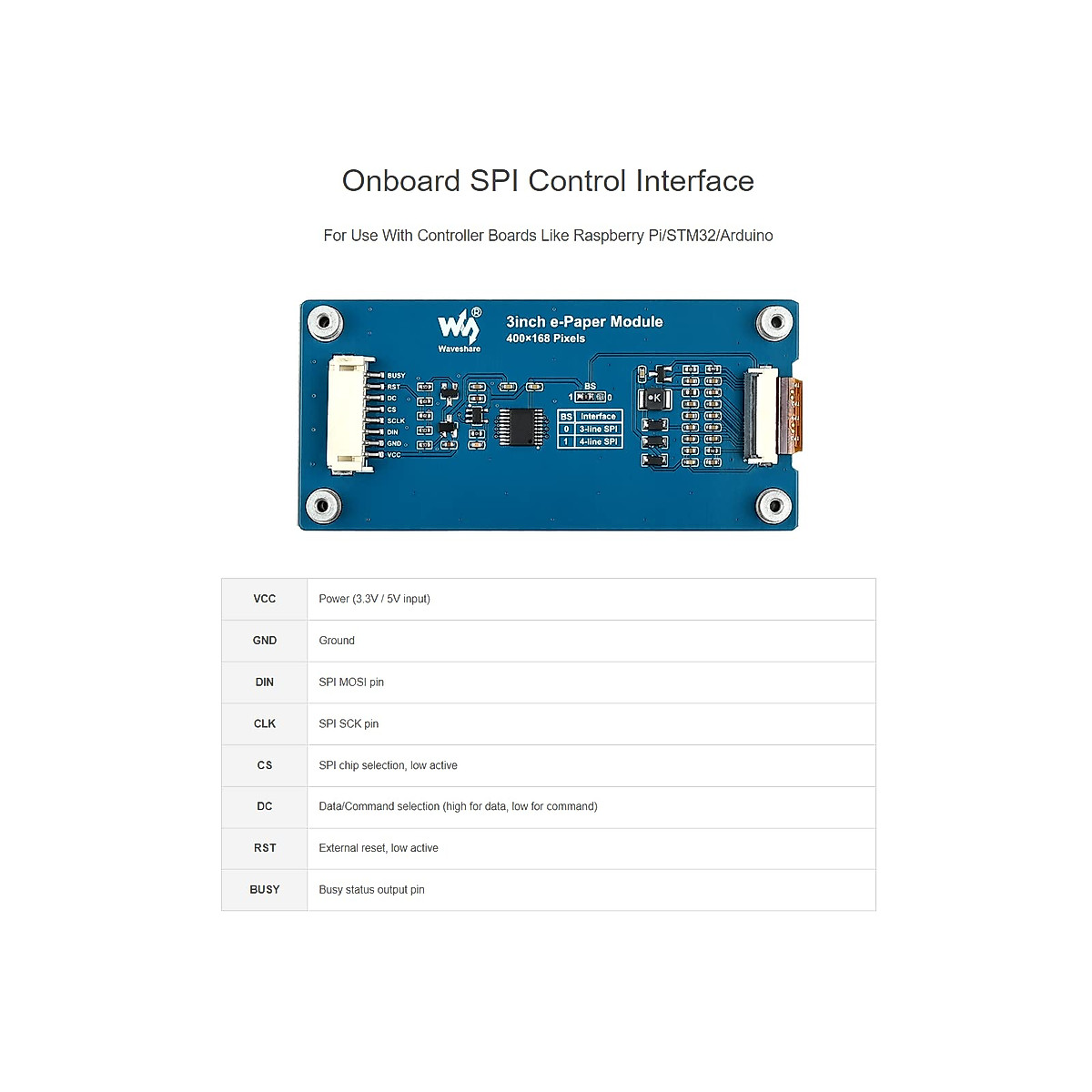 waveshare 3inch E-Paper Module (G) 400 × 168 Resolution e-Ink Display Red/Yellow/Black/White epaper Screen for Raspberry Pi 4B/3B+/3B/2B/B+/A+/Zero/Zero W/WH/Zero 2W,Jetson Nano/Arduino,SPI Interface
