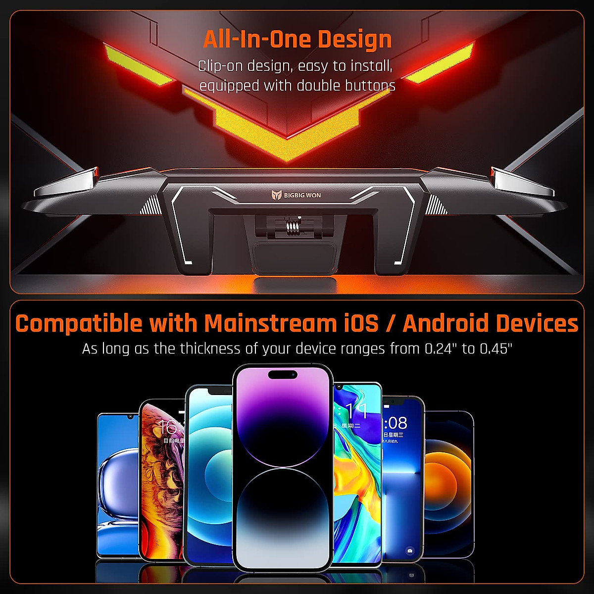 Mobile Phone Controller for Android & iPhone, Game Controller Compatible with PUBG Mobile/Knives Out/Call of Duty Mobile, Phone Triggers for Gaming with Sensitive Shoot and Aim