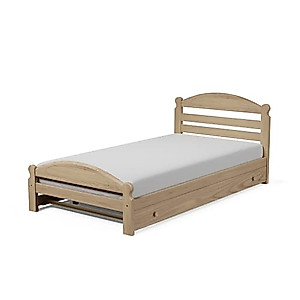 Arizona Twin Bed with Trundle Solid Pine Wooden Trundle Bed Hardwood Slats Support Unfinished Suitable for Boys Girls Kids Bedroom Single Wooden Bed Frame