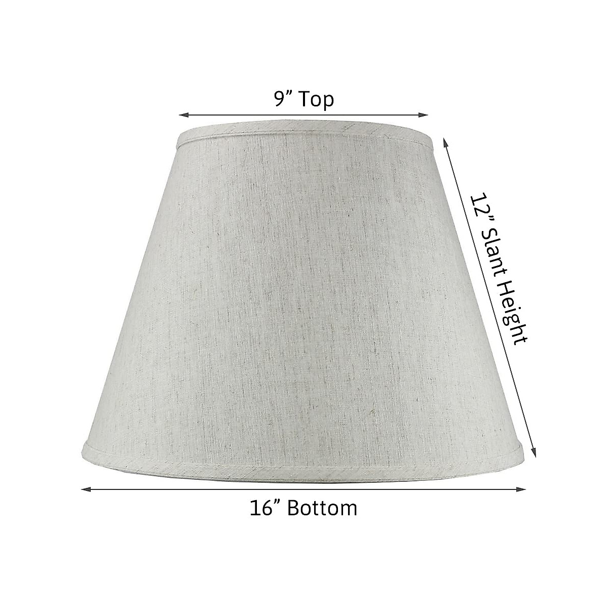 9x16x12 Empire Hardback Lampshade Textured Oatmeal Linen with Brass Spider fitter - Perfect for table and floor lamps - Large, Off-White