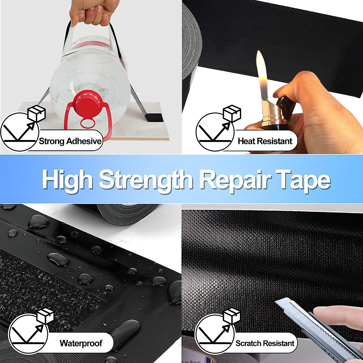 4.5Inch × 40FT RV Awning Repair Tape with Scissors, Outdoor Heavy Duty Repair Tape for Tarp, Tent, Boat Cover, Canvas, Sail Tape, Waterproof, UVproof and Heat-resistant Tear Repair Pctch Kit（1Pcs）