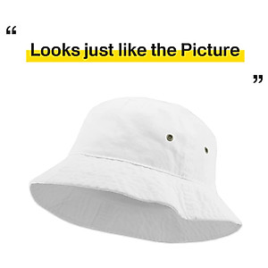 KBM-500 WHT L/XL Unisex Washed Cotton Bucket Hat Summer Outdoor Cap